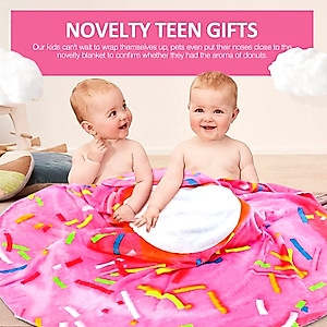 Donut Blanket Double Sided 80 inch, Donut Throw Blanket Funny Blankets Food Blankets for Adult Kids, Realistic Food Throw Blanket Kids Throw Blanket