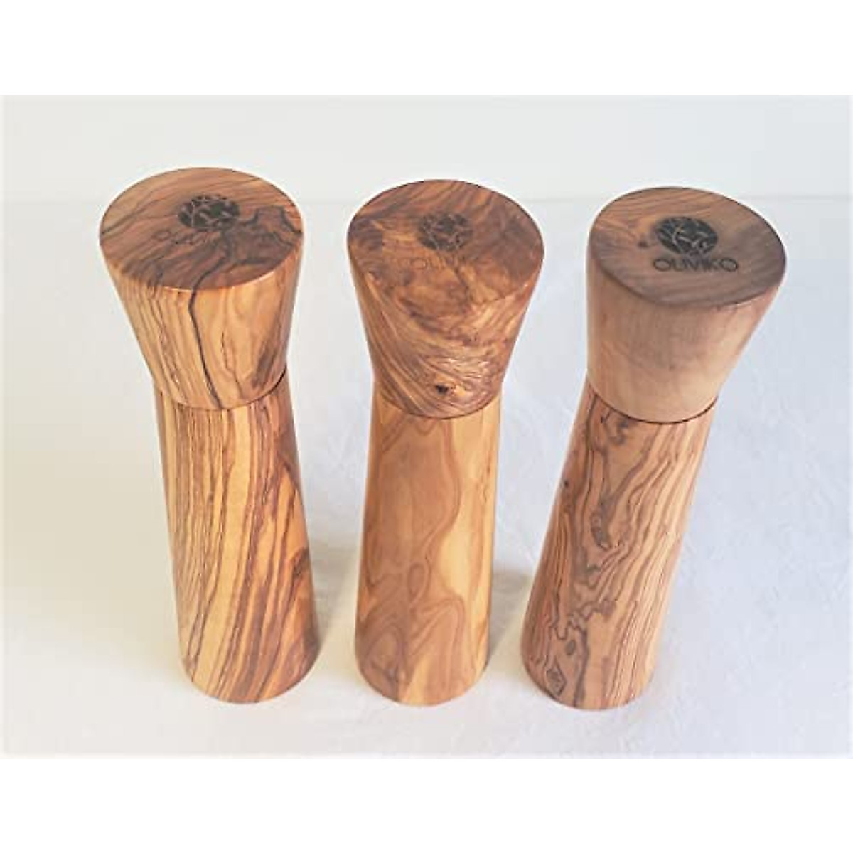 Olive Wood Mills with a Ceramic Mechanism, Grinder (Salt, Pepper, Coffee, Dried Herbs and Many Spices), Beige, 9x6.5 INCH
