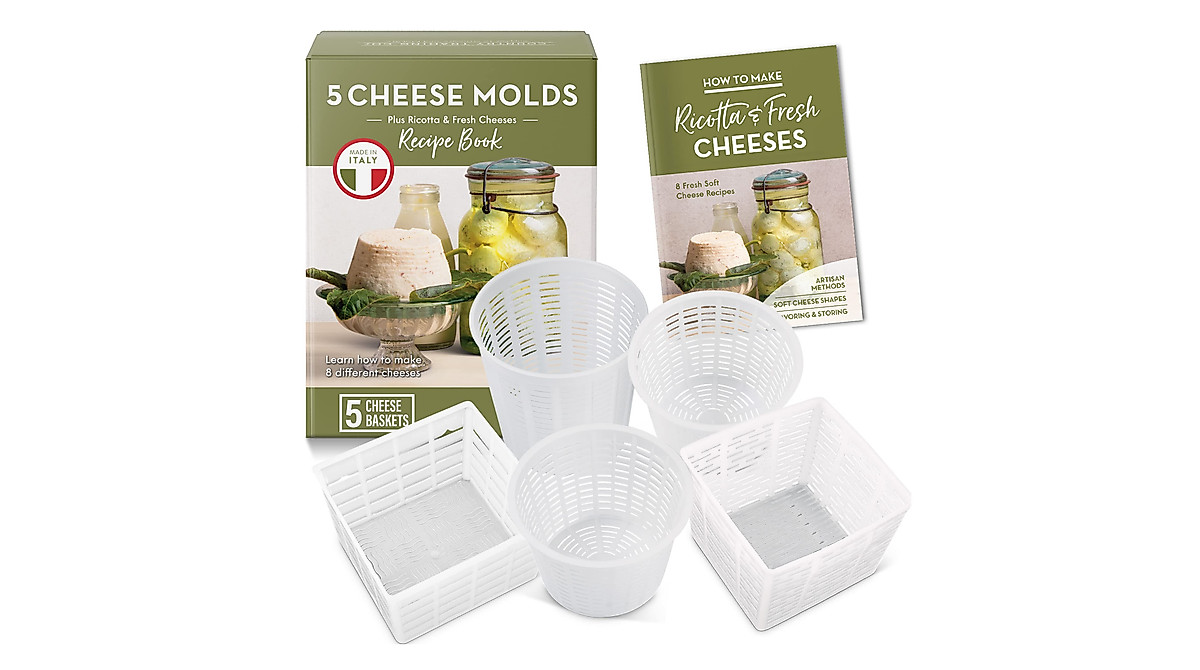 Easy Cheesemaking Set: 5 Molds & Recipes for Homemade Cheese