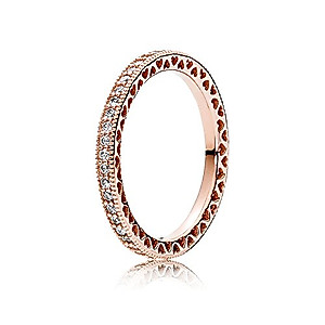 PANDORA Hearts Rose Gold Size 8.5 Ring 180963CZ-58