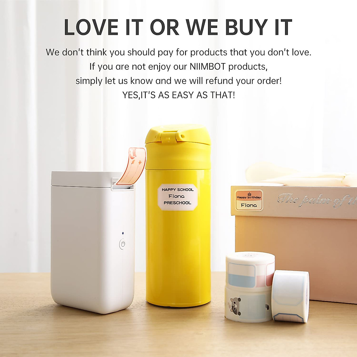 Label Maker Machine with Tape NIIMBOT D101 Label Printer 0.5 to 1 Inch Wide Wireless Connection Multiple Templates Available for Phone Pad Easy to Use Office Home Organization USB Rechargeable