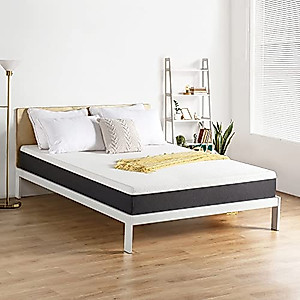 Olee Sleep Eos 10-Inch Memory Foam Mattress in Grey, Twin & 18 Inch Tall Heavy Duty Steel Slat/Anti-Slip Support/Easy Assembly/Mattress Foundation, Black