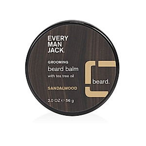 Every Man Jack Beard Balm - Subtle Sandalwood Fragrance - Moisturizes, Protects, and Strengthens Your Beard - Naturally Derived with Tea Tree Oil, Shea Butter, and Jojoba - 2.0 - Fluid Ounces