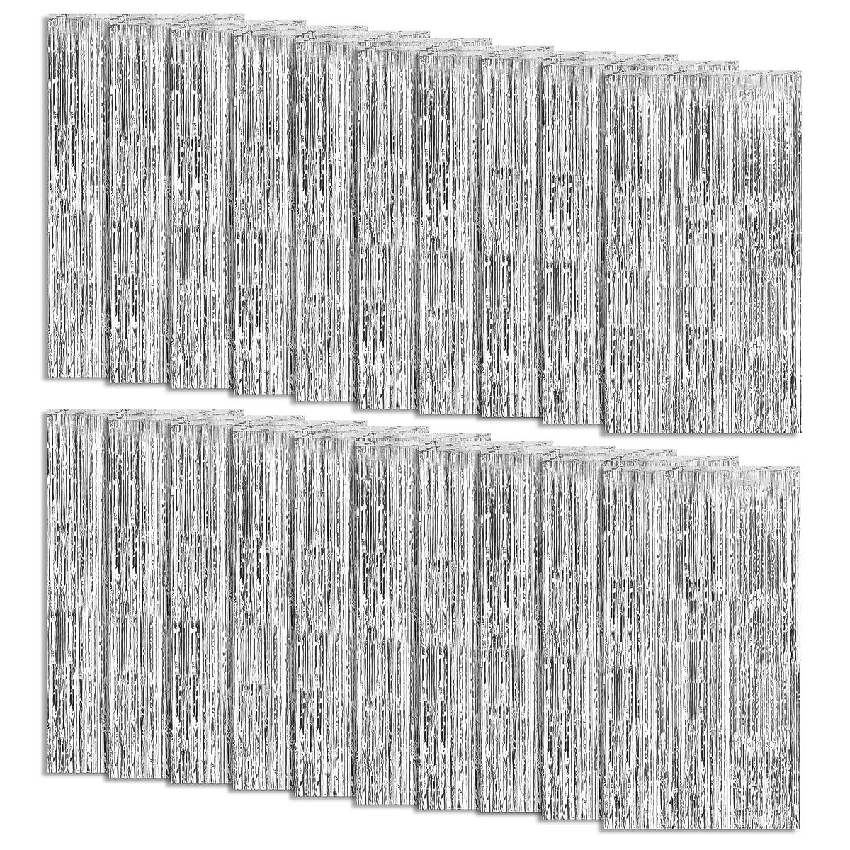 20 Pack Foil Curtain Backdrop Silver Metallic Tinsel Foil Fringe Curtains Photo Booth Props for Birthday Wedding Engagement Baby Shower Bachelorette Christmas Holiday Celebration Party Decorations