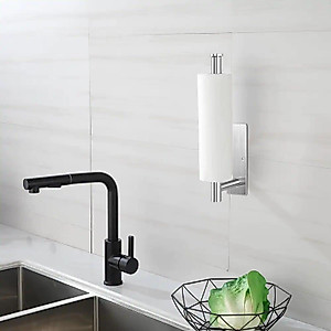 Paper Towel Holder - Eolax Under Cabinet Paper Towel Bar for Kitchen, Wall Mount Self Adhesive or Drilling Paper Towel Rack, 304 Stainless Steel (Brushed Nickel)