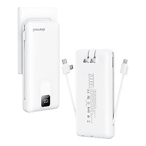 Charmast Portable Charger with Built-in Cables and Wall Plug, 20000mAh 20W USB C Power Bank Fast Charging Battery Pack Compatible with iPhone iPhone 15/14/13 Series, Samsung Google iPad etc