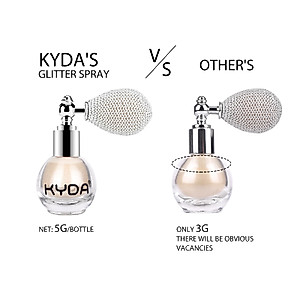 KYDA Highlighter Powder Spray, Glitter High Gloss Spray Shimmer Sparkle Powder Makeup Spray, for Face Body Cosmetic-Light Gold