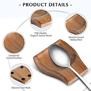 Wood Spoon Rests for Kitchen Counter - Cooking Spoon Holder for Stove Top, Modern Coffee Spoon Rest, 2 pcs Spatula Rest Holder