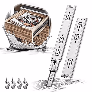 BAIDICE 1 Pair Stainless Steel Full Extension Ball Bearing Drawer Slides 8 10 12 14 16 18 20 22 24 Inch 100 LB Load Capacity Side Mount Cabinet Rails Dresser Metal Runners Kitchen Slider Glides