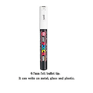 Uni Japan Posca Paint Marker Mitsubishi Poster Color White 6 Marking Pen PC-1M PC-3M PC-5M 2 of Each With Kanji LOVE Sticker