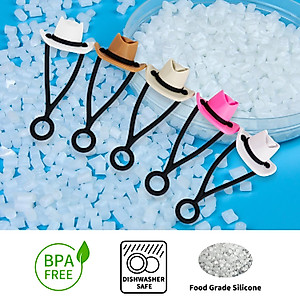 IFSNOW 5Pcs Cowboy Hat Straw Covers Compatible with Stanley Cup 30 40 oz, Cute Funny Straw Toppers Tumbler Accessories for Men Women Gift, Silicone 10mm Straw Caps Dust-Proof Protector