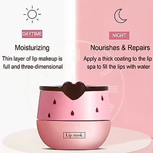 2Pcs Bee Lip Balm Honey Pot, Honey & Strawberry Lip Balm Moisturizing Lip Sleep Mask with Stick Hydrating & Prevention Dry and Cracked Lip Scrubs Exfoliator, Reduces Lip Lines