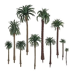 Yetaha 48 PCS Model Trees Model Coconut Palm Tree, Scenery Model Plastic Palm Tree Miniature Landscape Scenery Diorama Model Tree for Cake Decorations Aquarium Plants Outdoor Home Garden Decor