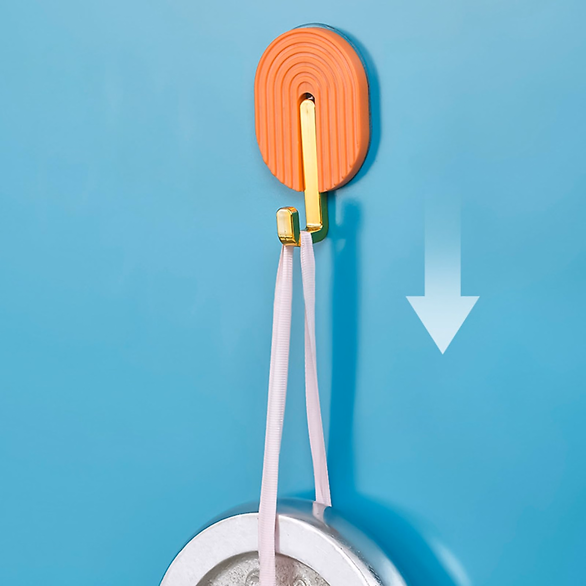 2pcs ABS High Bearing Capacity Towel Hook, Self Adhesive Hooks, Strong Adhesion Wall Hooks for Bathroom Kitchen (Orange)