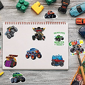 DULEFUN 50PCS Monster Truck Stickers, Truck Car Stickers for kids, Car Stickers Waterproof for Water Bottles Skateboard Car Bike Phone Case Laptop Suitcase, Monster Truck Gifts for Girls Boys Party Gifts, Monster Truck Party Favors