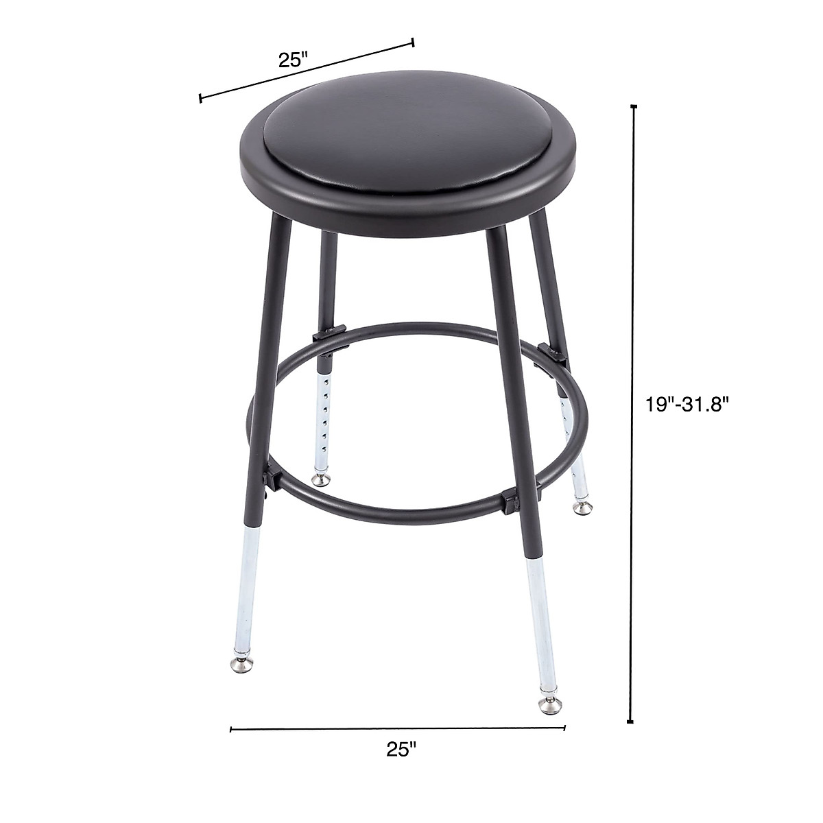 Stand Up Desk Store Stackable Adjustable-Height Classroom Office Workstation Stool (Black)