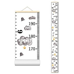 ASENART Kid Children Height Cloud and Ballon Growth Chart Ruler Growth Wall Chart Art Waterproof Hanging Rulers for Kids Bedroom Nursery Wall Decor Removable