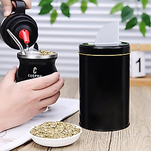 Cuopru Yerbero Yerba Mate Container with Spout - Pouring Lid Easy Filling Mate Cup - Works for Dispenser Sugar, Tea, Coffee, Container for Ground Coffee (Balck)