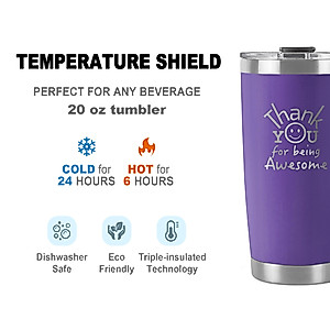 DLOCCOLD Thank You Gift for Coworkers, Valentine's Day, Appreciation for Employees, Teachers, Friends - 'Thank You for Being Awesome' Tumbler, Administrative Day, Purple