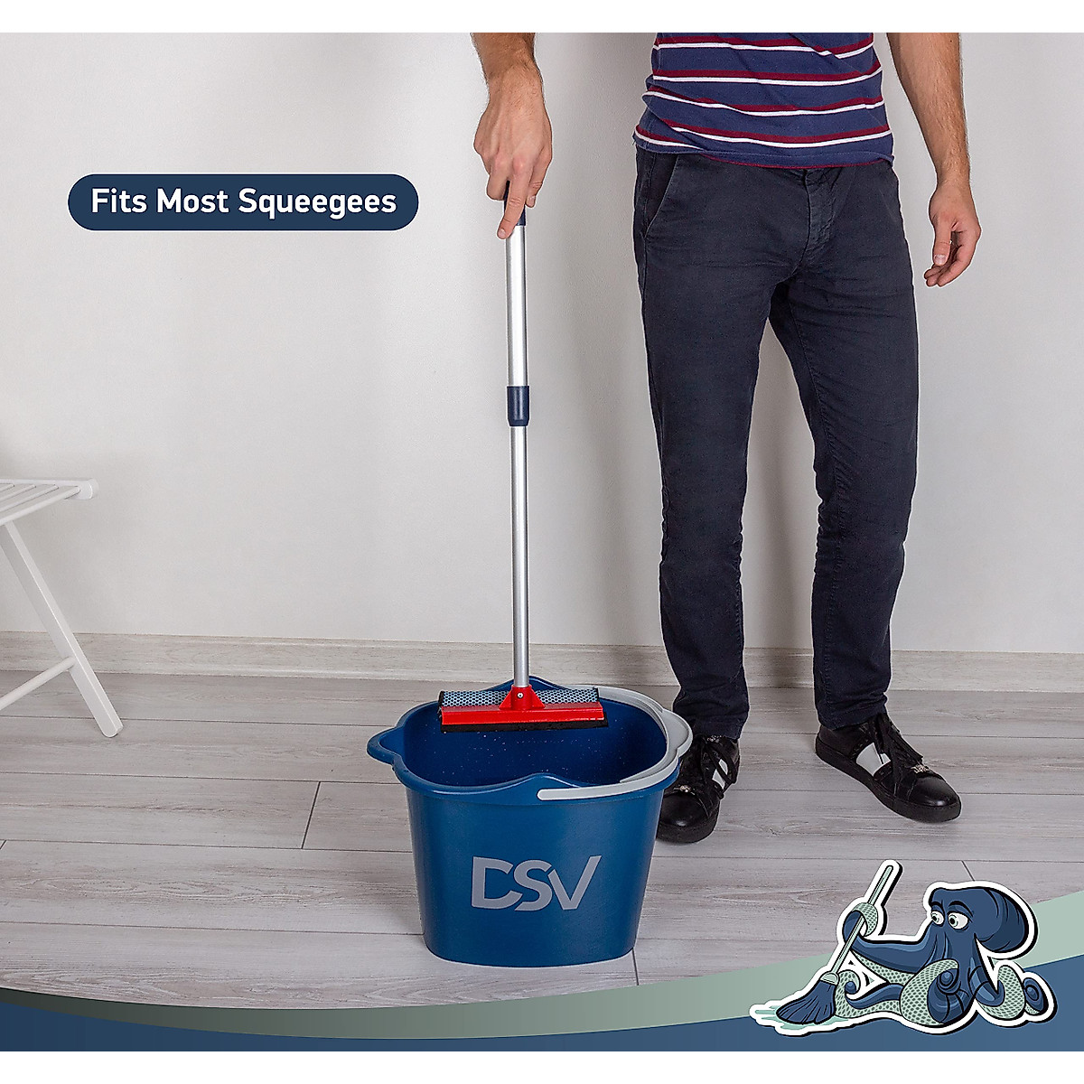 DSV Standard Professional 2.3 Gallon (8.5L) Cleaning Bucket | Pour Spout & Comfort-Grip Handle | Wash Bucket Ideal for Squeegees and Washers up to 10-inch Length | Household Cleaning Supplies