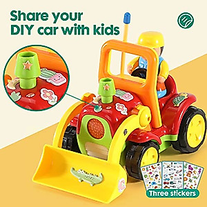 LOVE LIFE Cartoon RC Construction Car with Lights and Music Electric Radio Control Toy Remote Control Car for Babies Kids Toddlers Boys Girls