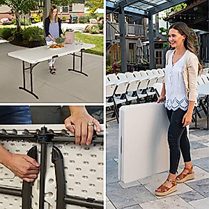 Lifetime 80382 Commercial Fold-In-Half Table, 6-foot, Almond