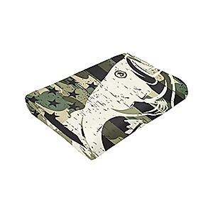 Bass Fish Flag Green Blanket Soft Lightweight Throw Blanket Comfortable Warm Bed Blanket for Bedroom Living Room Sofa Couch(50"x40")