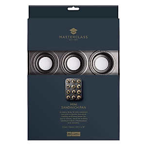 MasterClass KCMCHB96 12 Hole Mini Sandwich Tin with Loose Bases and PFOA Non Stick in Gift Box, Robust 1 mm Carbon Steel, 27 x 36 cm, Grey