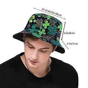 St. Patrick's Day Bucket Hat Green Lucky Shamrock Travel Fisherman Cap Packable Breathable Sun Hat for Women Teens