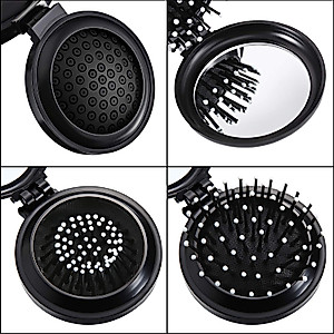 2 Pack Foldable Travel Mirror Hair Brushes Round Portable Folding Pocket Hair Brush Mini Hair Comb Compact Travel Size Hair Massage Comb for Men Women and Girls