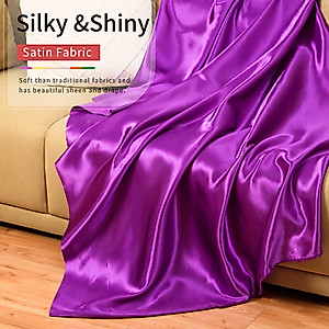 Charmeuse Satin Fabric by The Yard, 60" Wide Purple Bridal Satin Fabric, Soft Silky Satin Fabric Charmeuse Cloth Fabric for Bridal Dress, Apparel, Wedding Decorations, DIY Crafts, Sewing (1 Yard)