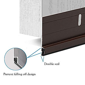 BAINING Metal Door Draft Stopper, 43.5 Inch Under Door Sweep Bottom Blocker Seal Strip, Aluminium Sweeps Anti Mouse Bite, Black