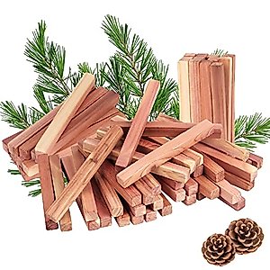 GOLDORCLE 40Pcs Cedar Blocks for Clothes Storage, 100% Natural Aromatic Red Cedar Blocks for Wardrobe, Cedar Planks for Closets Drawers