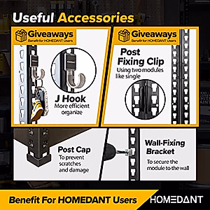 HOMEDANT 5 Tier Laminated Metal Shelving Unit Adjustable Garage Storage Utility Rack Heavy Duty Shelves Organization Multipurpose Shelf Warehouse Basement Shed Pantry 31.9" W x 16.2" D x 71.3" H 1Pack