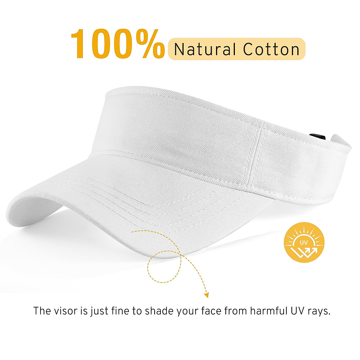 Lanzom Mens Womens Sun Visor Hats Short Brim Hat Running Hat Foldable Adjustable for Tennis Golf Running (US, Alpha, Small, Large, White)