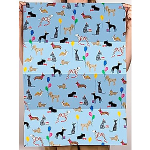 CENTRAL 23 Dog Wrapping Paper - 6 Sheets of Blue Gift Wrap - Birthday Dogs Balloon - Puppy Pets - For Men Women Kids - Fur Mom or Dog Dad - Recyclable