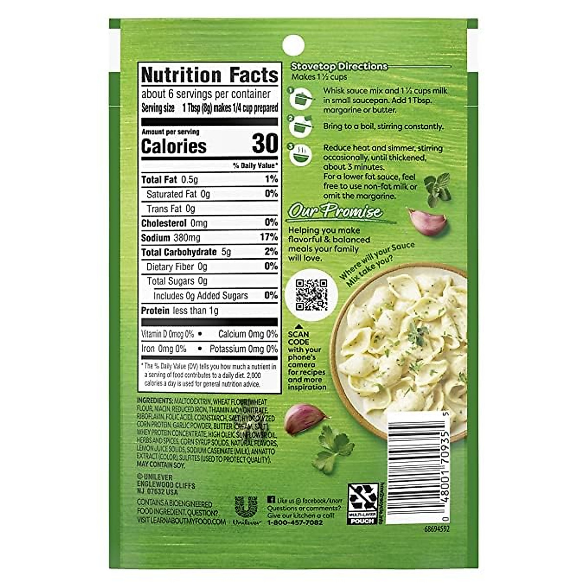 Knorr Sauce Mix Creamy Pasta Sauce For Simple Meals and Sides Garlic & Herb No Artificial Flavors, No Added MSG 1.6 oz - Pack of 3 (4.8 oz in total)