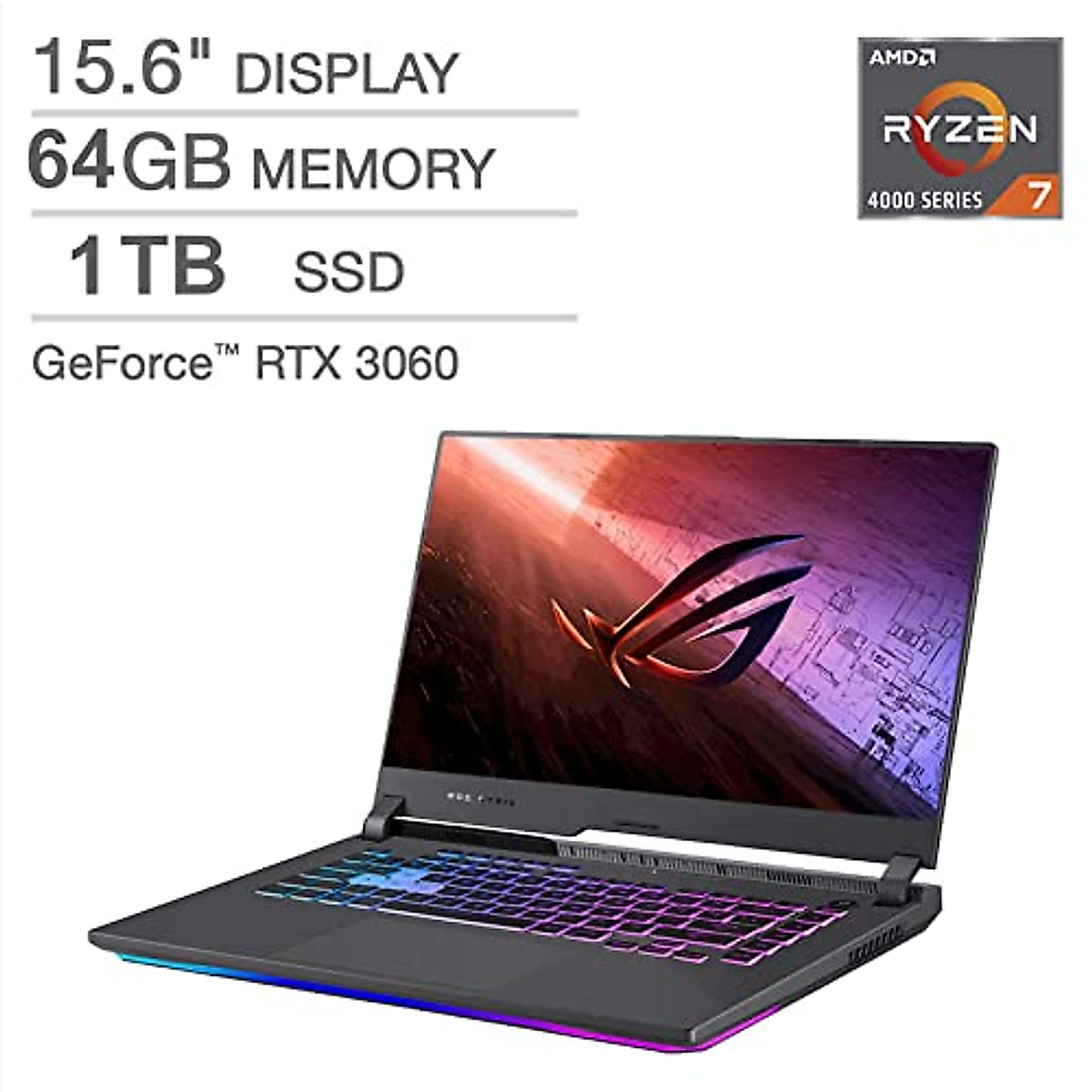 ASUS 15.6" ROG Strix G15 Laptop - AMD Ryzen 7 4800H - GeForce RTX 3060 – Win 11 Home-with HDMI Cable (64GB RAM | 1TB PCIe SSD)