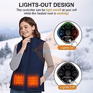 KOVNLO Womens Heated Vest, 4 in 1 Smart Controller, Lights-out Design, Lightweight Heating Vest (Battery Pack Not Included)
