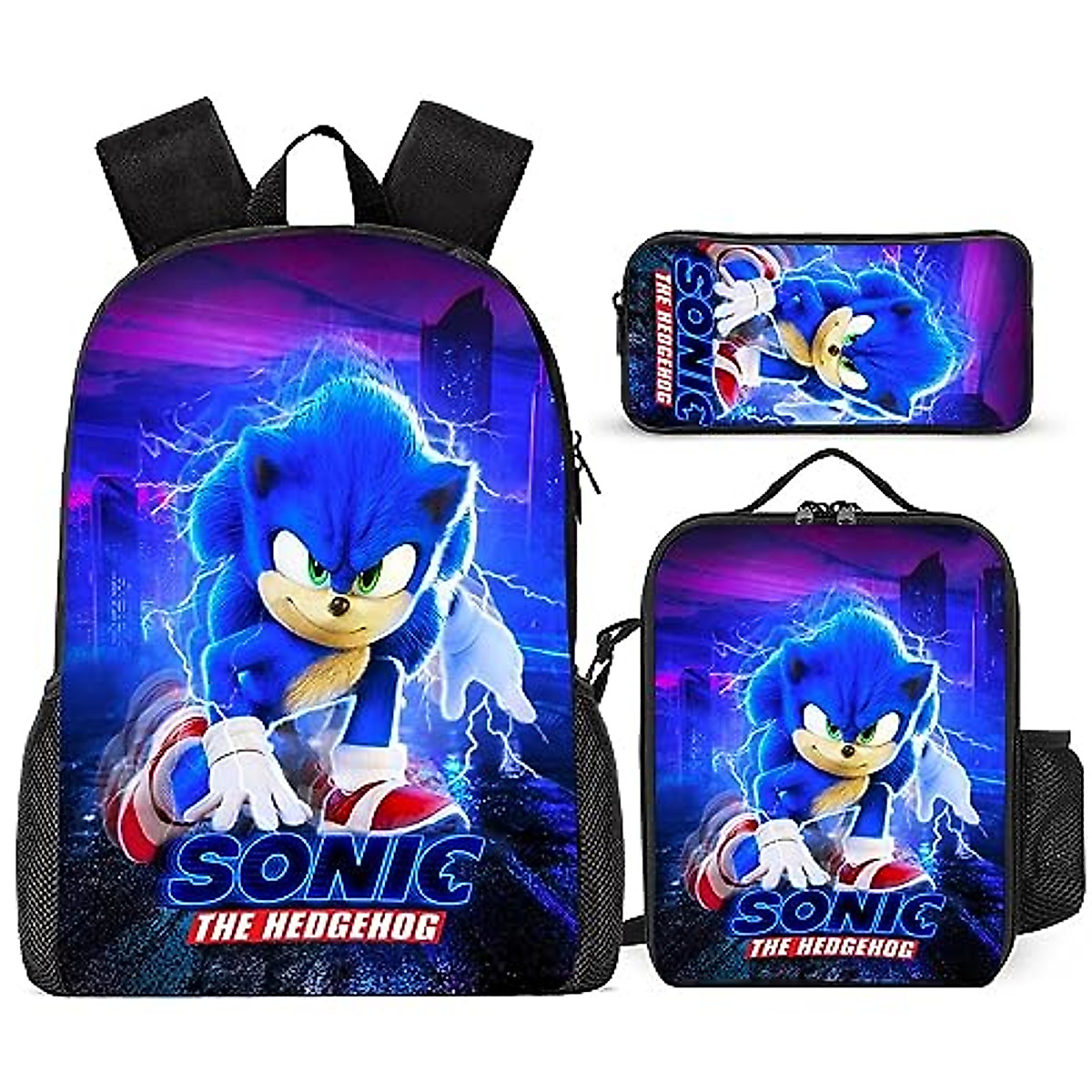 Jizokacw Cartoon Backpack Set, Multifunction 3-in-1 Bookbag Set with Lunch Bag Lightwight Game Bag for Boy Girl