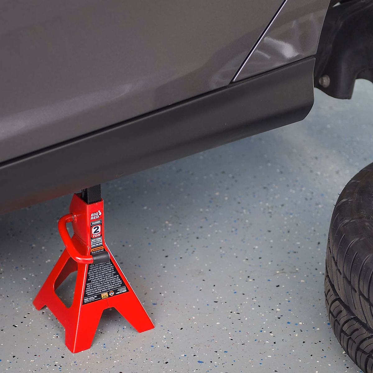 BIG RED T82040 Torin Hydraulic Trolley Floor Service/Floor Combo with 2 Jack Stands and Rolling Garage/Shop Creeper, 2 Ton (4,000 lb) Capacity, Red