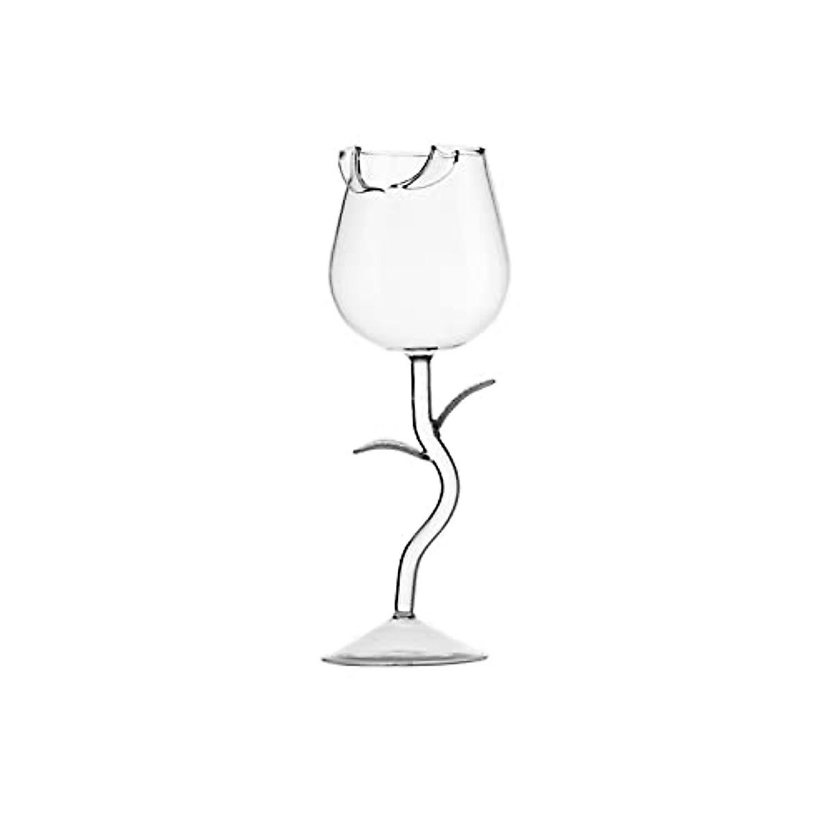 HEEPDD Rose Flower Cocktail Glass Durable for Parties and Bars High Borosilicate Glass Wine Cup (280ml Transparent 1 pc)
