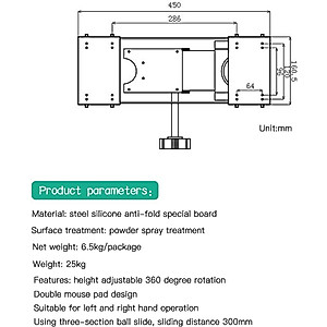 Keyboard Tray, Keyboard Platform Height Adjustable with Wrist Rest Rotating Keyboard Tray Under Desk Tilt Angle Adjustable Extendable Keyboard Drawers (Color : Beam Section, Size : 75cm)