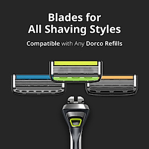 Dorco Pace 5 Pro Razors- Shaving System For Men with Trimmer - 1 Handle + 9 Cartridge Set