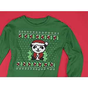 Animal World Ugly Christmas Shirts for Women, Adults Xmas T Shirt, Long Sleeve Panda Tee, Holiday Graphic Tees, Festive Tops Ideal for Parties and Seasonal Casual Wear, Green, Large