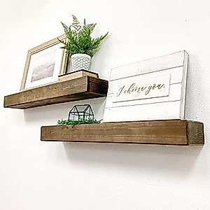 Del Hutson Designs Artisan Haute Wooden Boxed Floating Mantle Shelves (Dark Walnut, 36-inch)