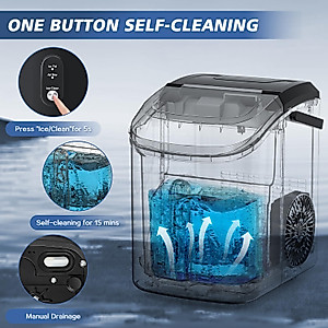 Nugget Ice Makers Countertop, Crushed Ice Maker with 35Lbs/24H,Soft Chewable Ice, Pebble Ice Maker with Self-Cleaning, Ice Scoop and Ice Basket,for Home,Office,Kitchen,Stainless Steel (Black)