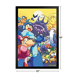 Poster Foundry Mega Man Video Game Video Gamer Classic Retro Vintage 90s Gaming Megaman Capcom Legacy Collection Megaman 11 Mega Man X Dr Wily Stand or Hang Wood Frame Display 9x13