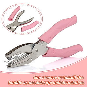 CheeMuii 3 Pieces Metal Handheld Paper Punch Single-Hole Tag Punch Set with Plastic Handle for Circle Holes for DIY Craft Tag