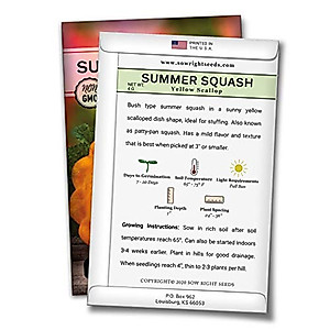 Sow Right Seeds - Yellow Scallop Summer Squash Seed for Planting - Non-GMO Heirloom Packet with Instructions to Plant a Home Vegetable Garden